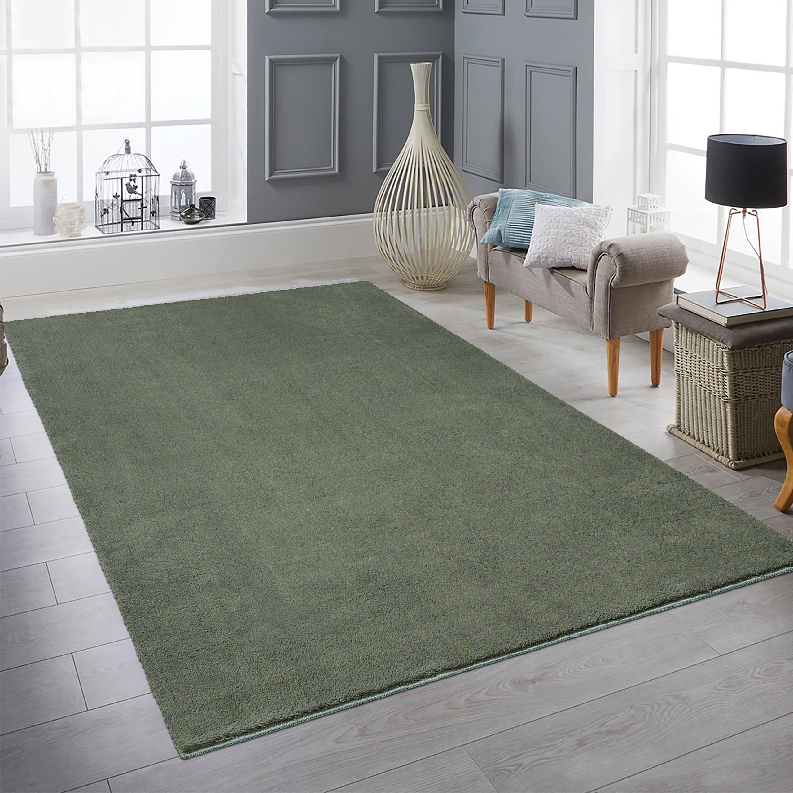 Hochflor-Teppich Dunkelgrün | Teppich-Traum | Teppich-Traum